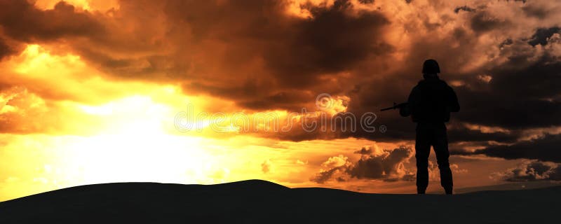 Armed soldier guarding stock illustration. Illustration of marines ...