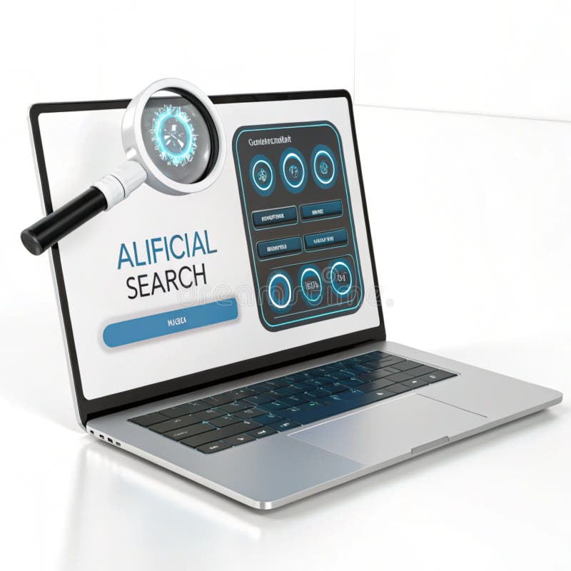 3D Illustration of Artificial Intelligence Search Isolated on White ...