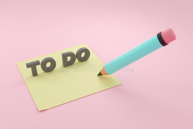 3D Illustration of Assorted School Supplies Blue Pencil and Yellow ...