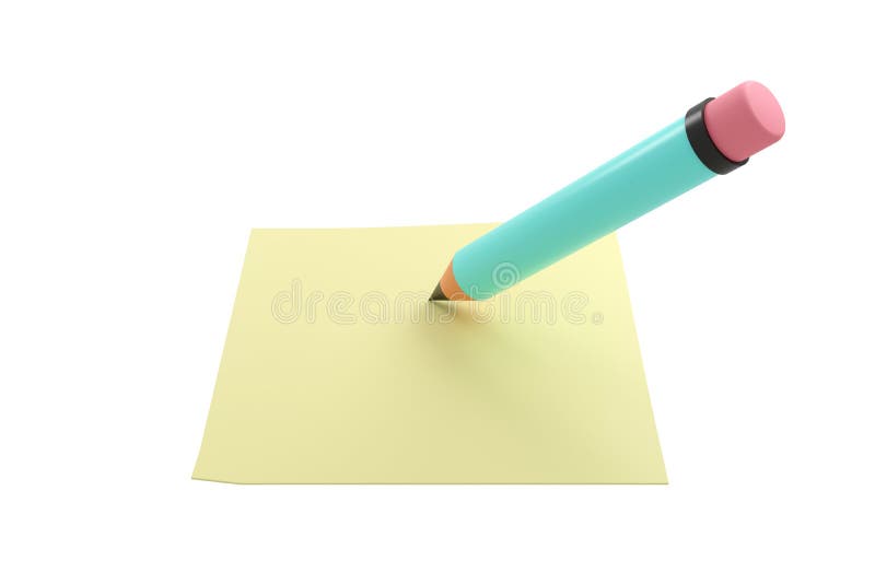 3D Illustration of Assorted School Supplies Blue Pencil and Yellow ...
