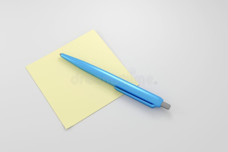 3D Illustration of Assorted School Supplies Blue Pencil and Pen in ...