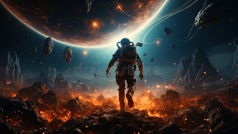 3D Illustration of Astronaut Falling To Earth Planet Stock Illustration ...