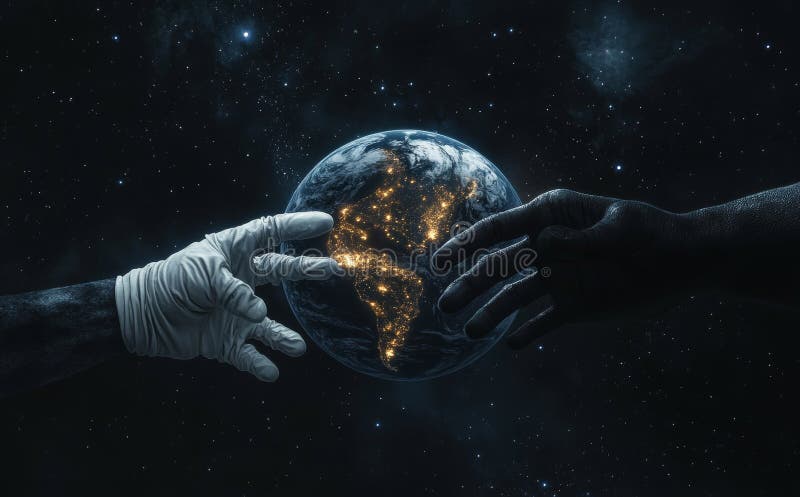 This is a 3D Illustration of Astronauts Touching One Another S Hands ...