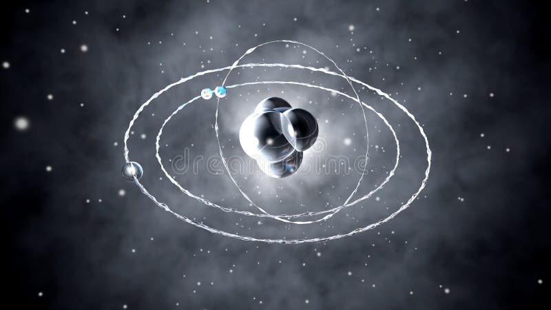 Atom Core with Orbiting Particles Stock Illustration - Illustration of ...