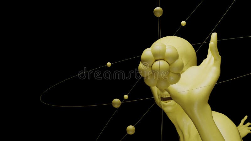 3D illustration of an atom stock illustration. Illustration of sphere ...