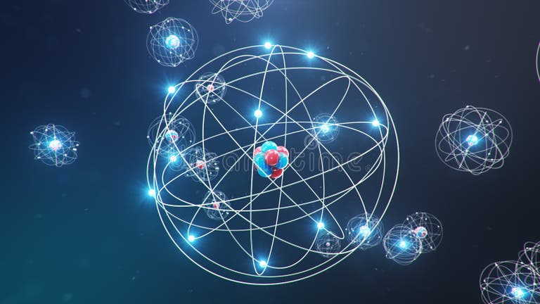 3D Illustration Atomic Structure. Atom is the Smallest Level of Matter ...