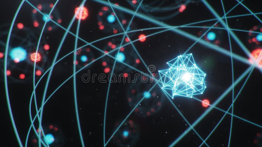 3D Illustration Atomic Structure. Atom is the Smallest Level of Matter ...