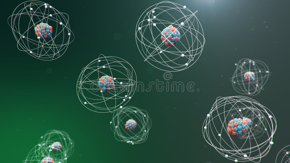 3D Illustration Atomic Structure. Atom is the Smallest Level of Matter ...