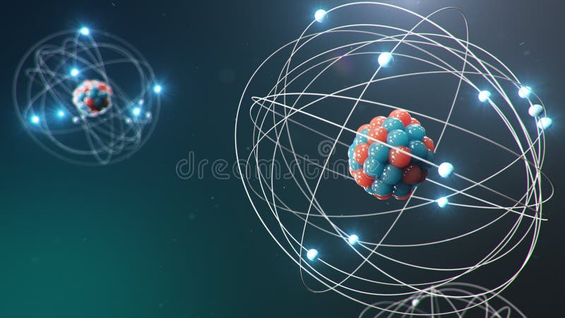 3D Illustration Atomic Structure. Atom is the Smallest Level of Matter ...