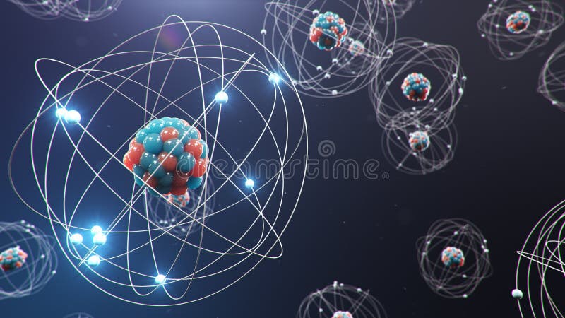 3D Illustration Atomic Structure. Atom is the Smallest Level of Matter ...