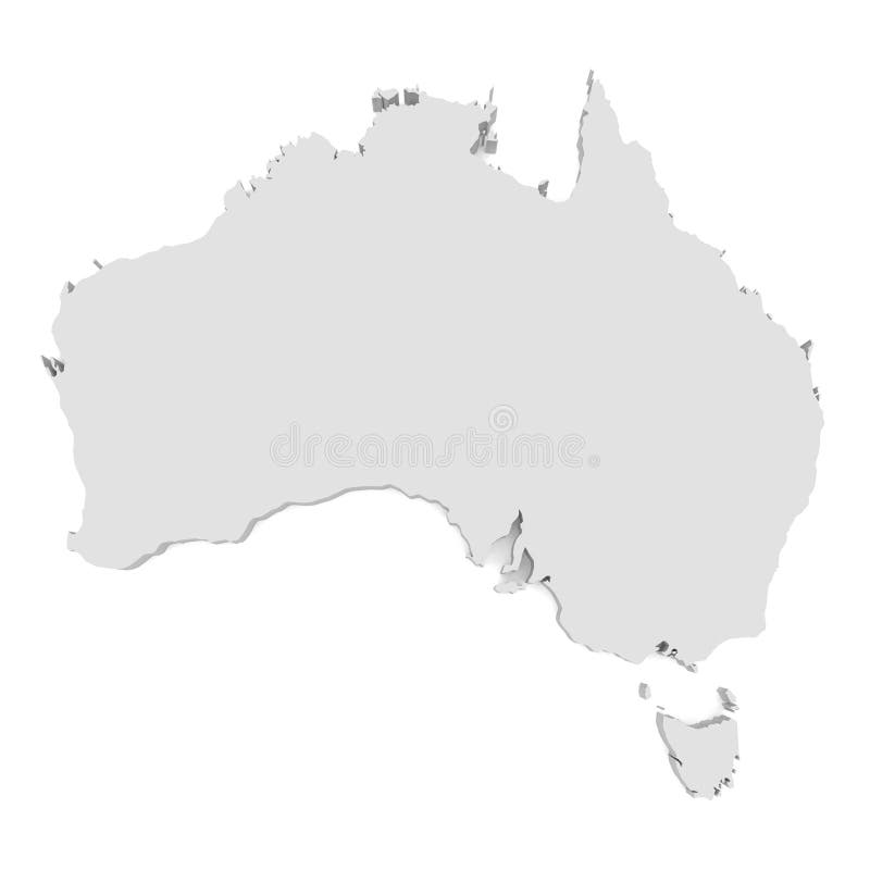 3d Illustration of Australia Map Isolated on White Background Stock ...