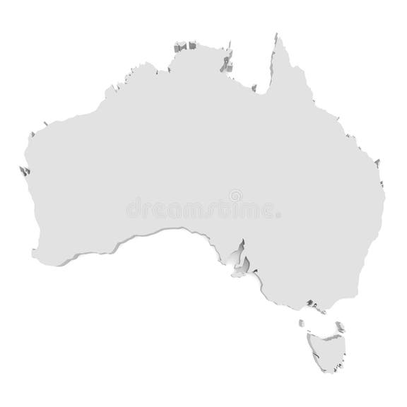 3d Illustration of Australia Map Isolated on White Background Stock ...