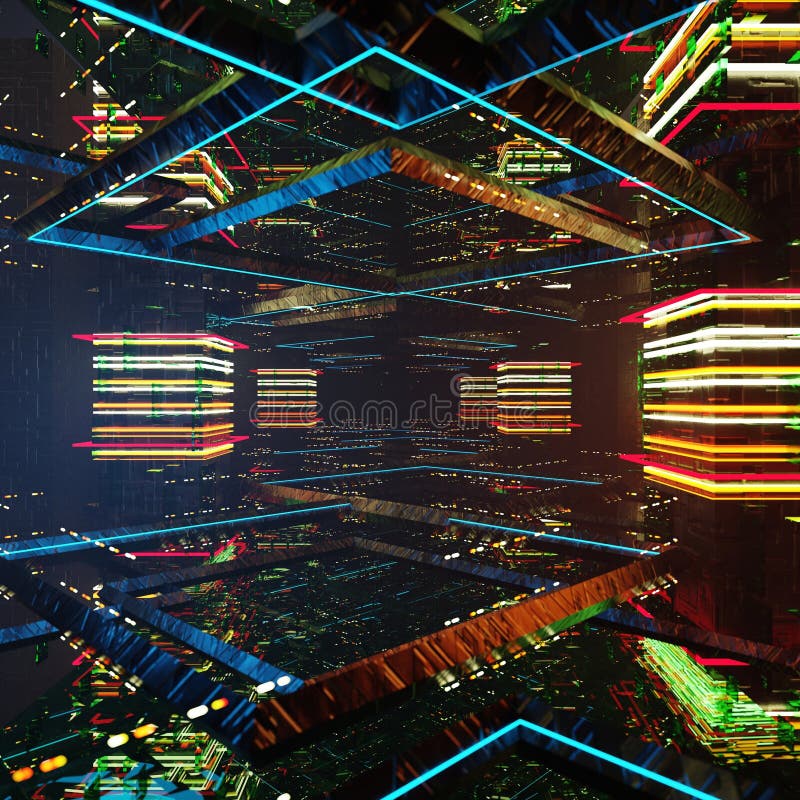 Sci fi Light Building stock illustration. Illustration of building ...