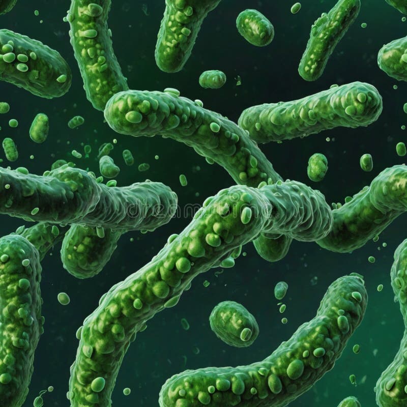 3D Illustration of Bacteria in Green. Stock Illustration - Illustration ...