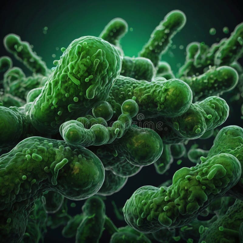 3D Illustration of Bacteria in Green. Stock Illustration - Illustration ...