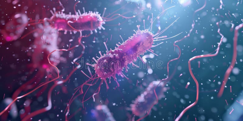 3D Illustration of Bacteria in Microscopic View. Pathogenic Bacteria ...