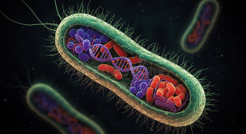 A 3D Illustration of a Bacterium, Highlighting Its Internal Structure ...