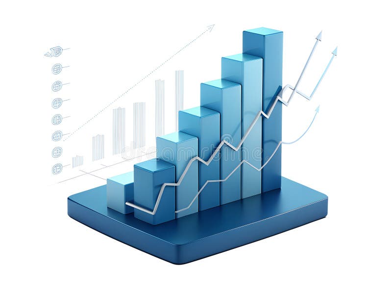 3D Illustration of a Growing Bar Graph Showing Positive Financial Trend ...