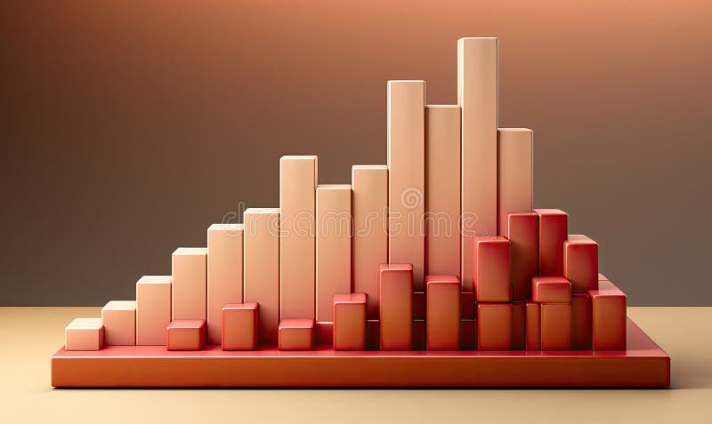 3d Illustration of a Bar Graph with Warm Colors Stock Illustration ...