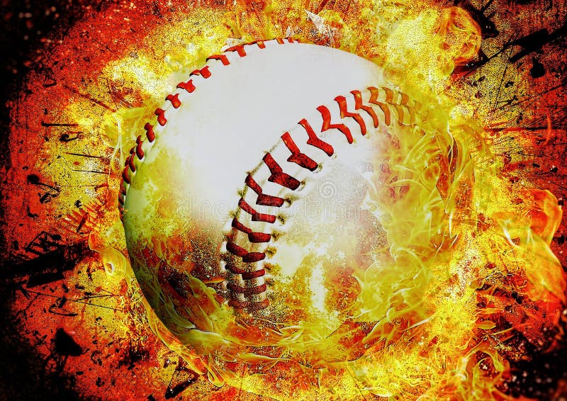3d Illustration of Baseball Ball in Burning Flames Stock Illustration ...
