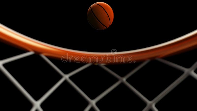 3D Illustration of Basketball Ball Falling in a Hoop Stock Illustration ...