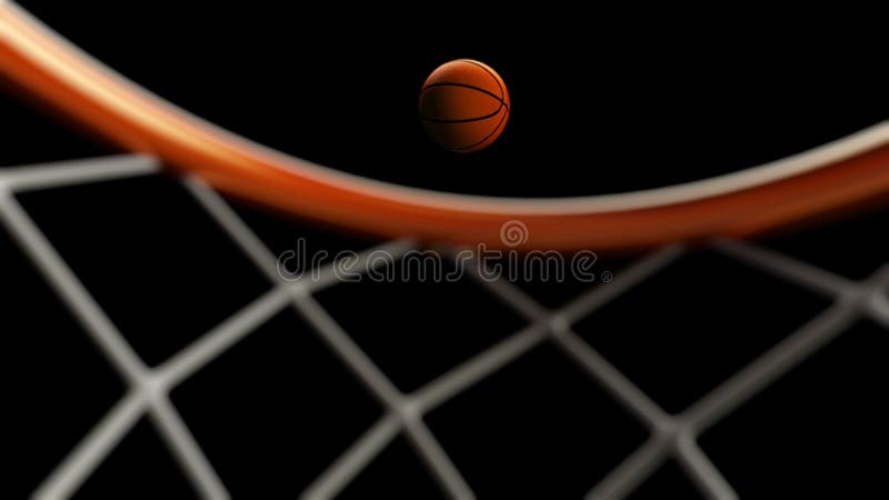 3D Illustration of Basketball Ball Falling in a Hoop Stock Illustration ...