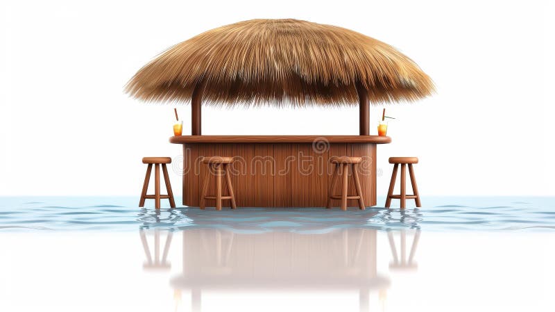 3D Illustration of a Beach Bar in a Front View, Isolated on a White ...