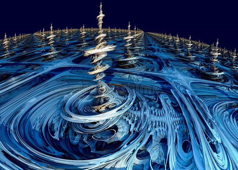 3D Illustration of a Beautiful Fractal City Building. Abstract Computer ...