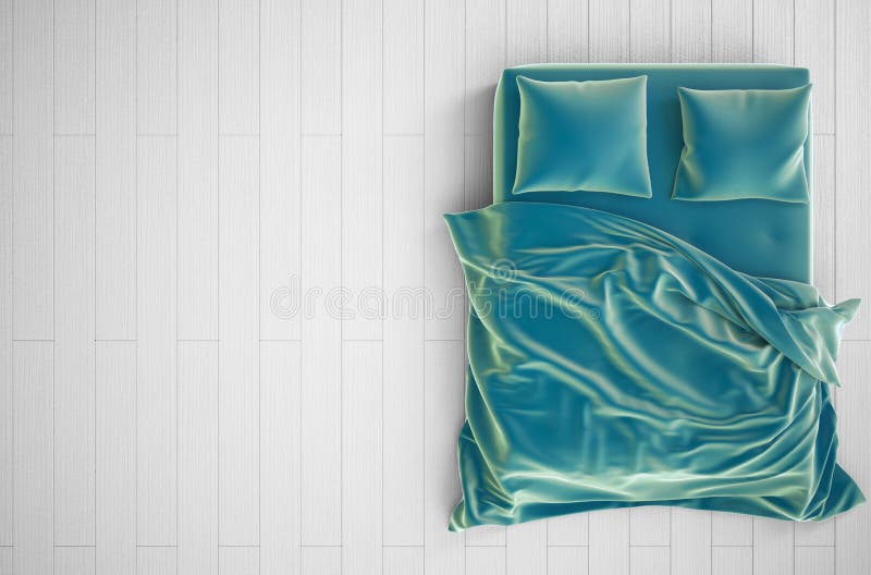 3d Illustration of Bed in the Bedroom. View from the Top Bed Stock ...