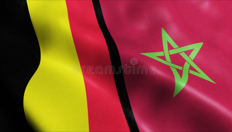 3D Illustration of Belgium and Morocco Flag Stock Illustration ...