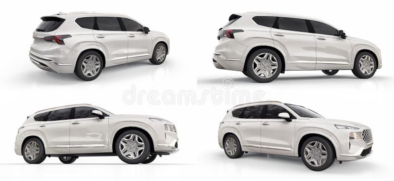 3d Illustration. Big City White Crossover on a White Background Stock ...