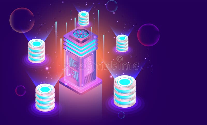 3d Illustration of Big Data Server Connected with Multiple Database on ...