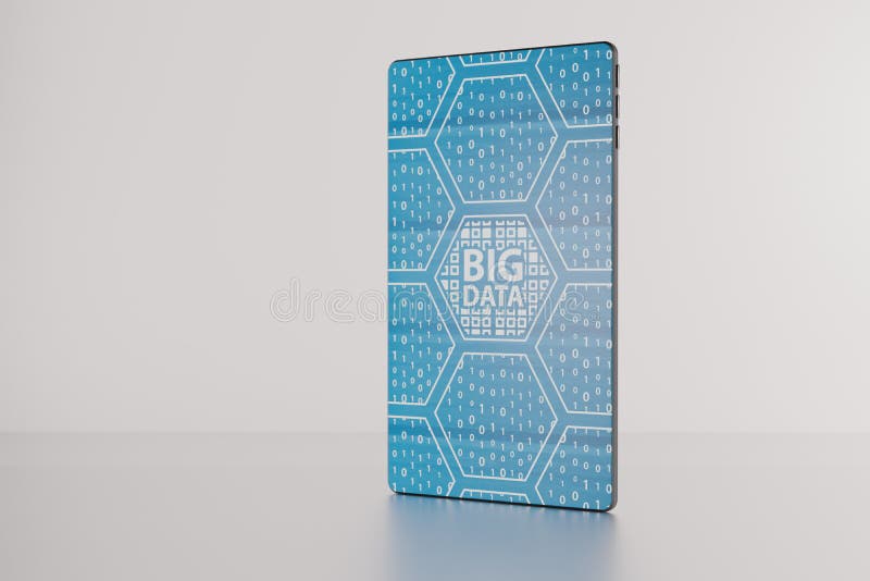 3D Illustration of Big Data Text Displayed on Futuristic Bezel-free ...
