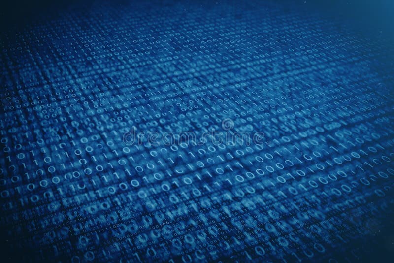 3d Illustration Binary Code On Blue Background Bytes Of Binary Code