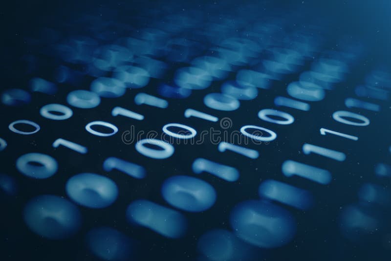 Binary Code Black and White Background with Digits on Screen. Algorithm ...