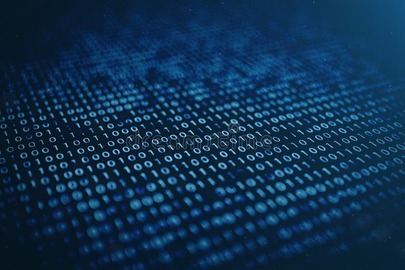 3d Illustration Binary Code On Blue Background Bytes Of Binary Code Concept Technology