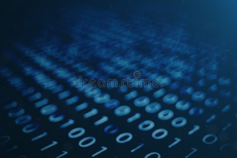 3d Illustration Binary Code On Blue Background Bytes Of Binary Code Concept Technology
