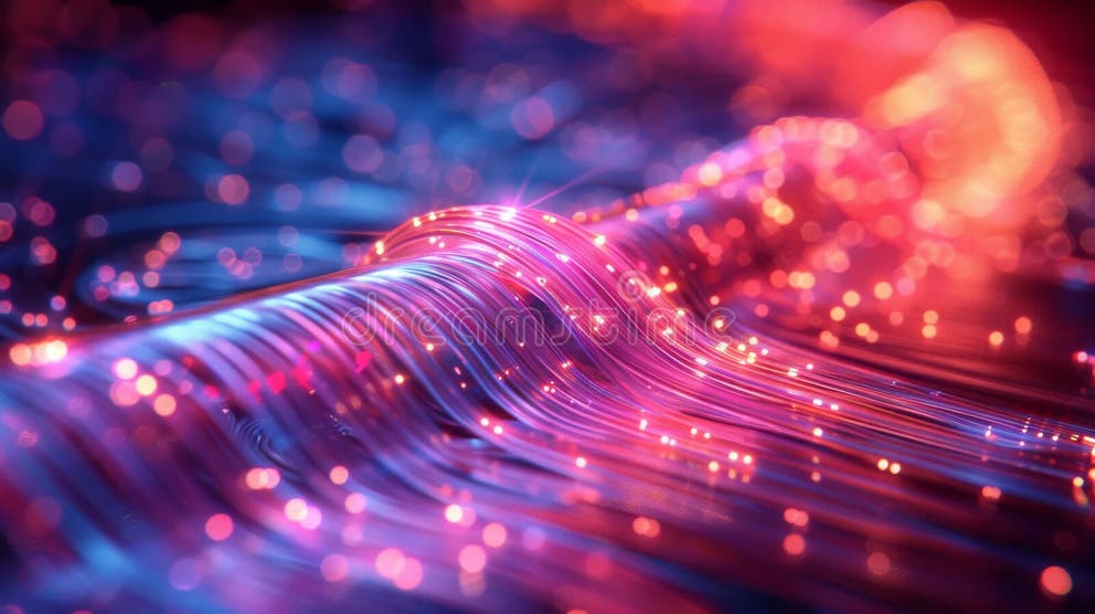 3D Illustration of a Binary Code Optical Fiber Cable. Stock ...