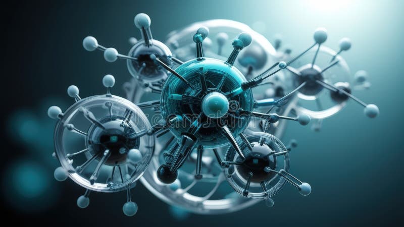 3d Illustration of Biomechanical Molecule Model. Science Background ...
