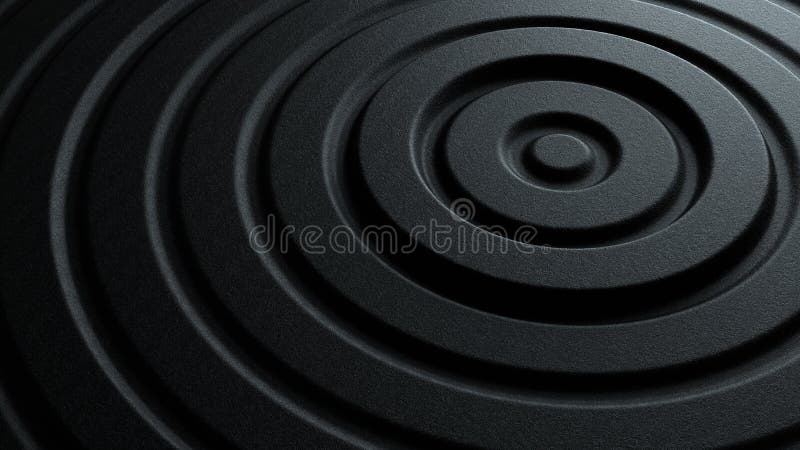 3d Illustration of Black Abstract Pattern of Concentric Ripples Stock ...