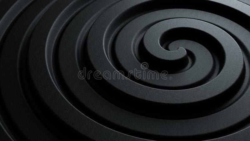 3d Illustration of Black Abstract Spiral Pattern with Dark Texture ...