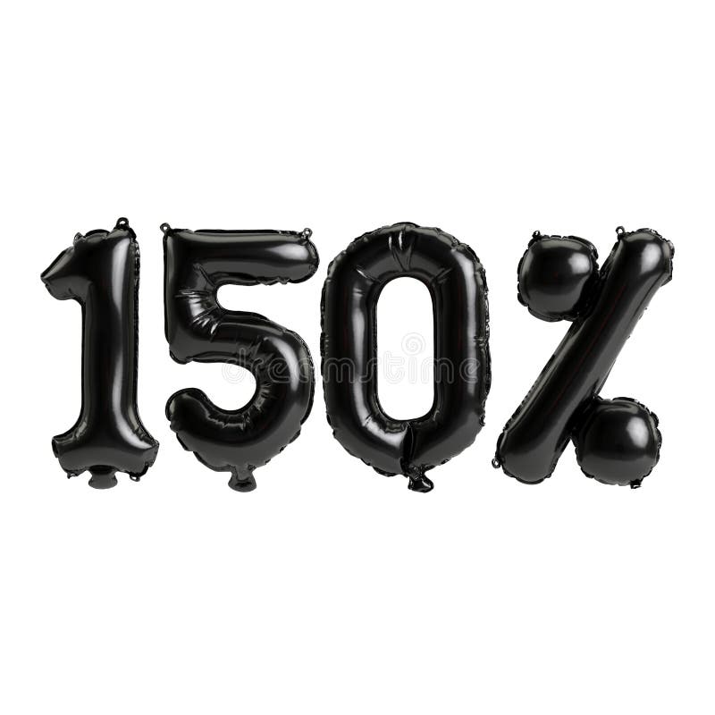 3d Illustration Black Balloons Shape 150 Isolated on White Background ...