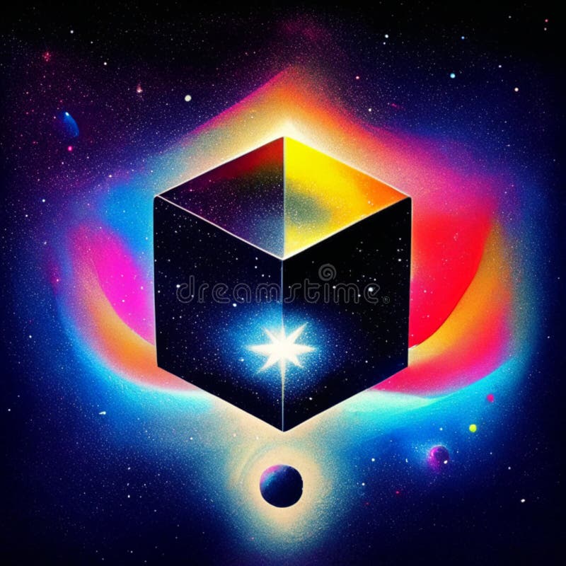 3d Illustration of a Black Cube with a Star on a Colorful Background AI ...