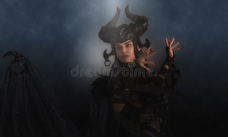 Black Magic Queen at Night 3d Illustration Stock Illustration ...