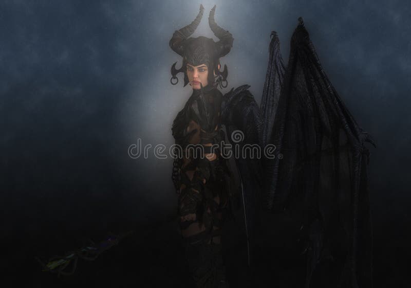 Black Magic Queen at Night 3d Illustration Stock Illustration ...