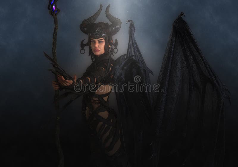 Black Magic Queen at Night 3d Illustration Stock Illustration ...