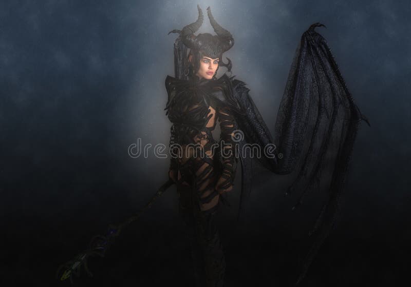 Black Magic Queen at Night 3d Illustration Stock Illustration ...