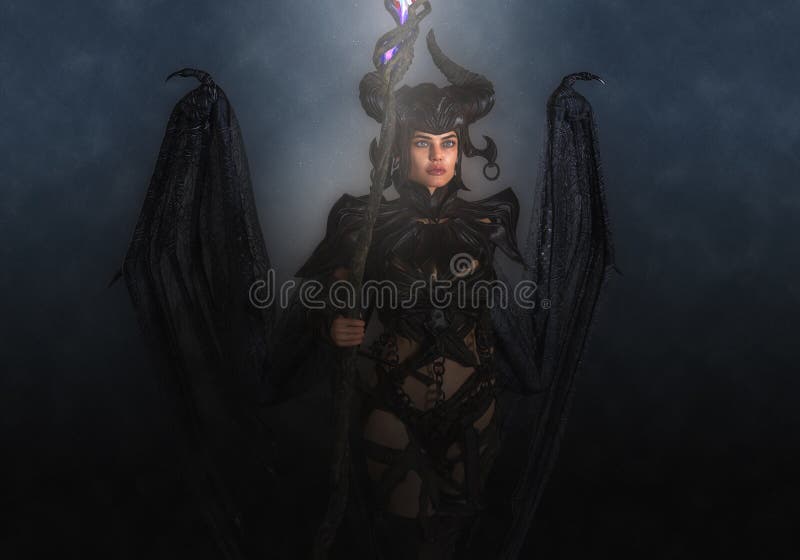 Black Magic Queen at Night 3d Illustration Stock Illustration ...