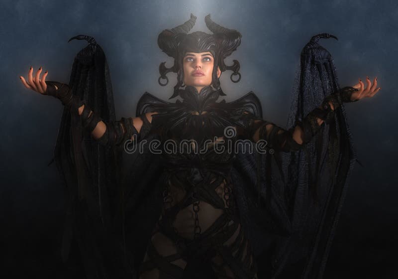 Black Magic Queen at Night 3d Illustration Stock Illustration ...