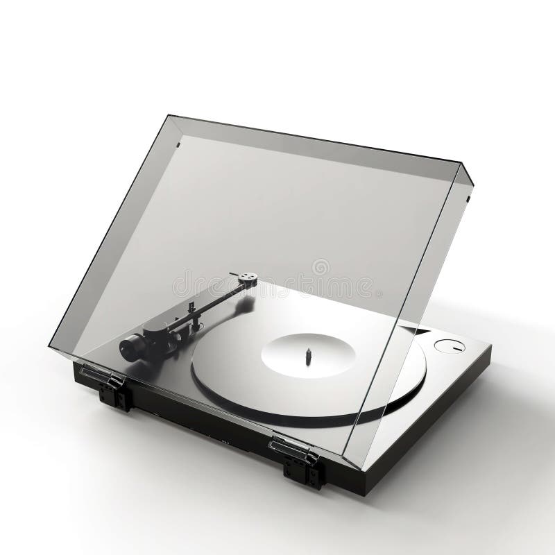 3D Illustration of a Black Modern Record Player Isolated on a White ...
